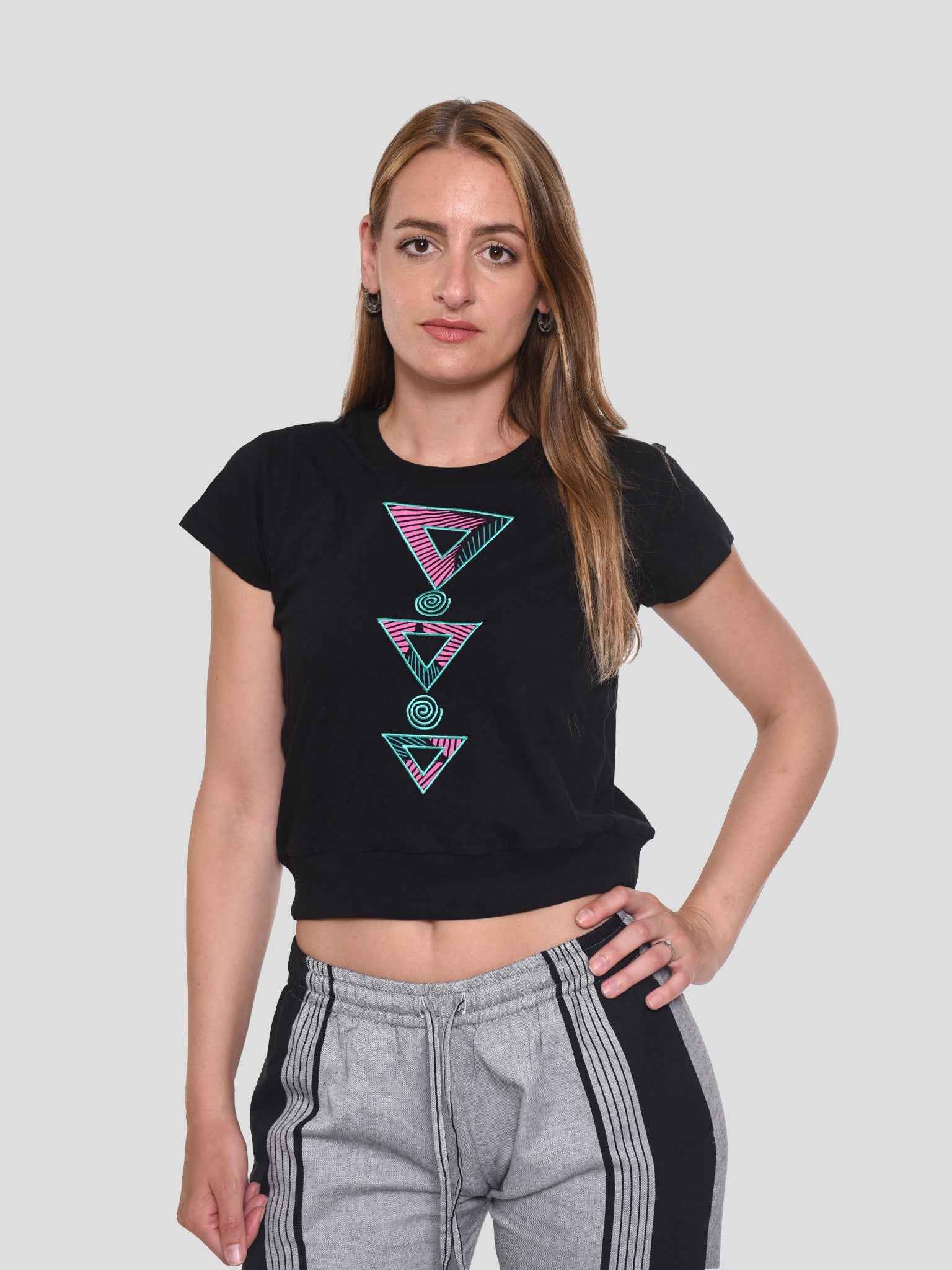 Wakanda Crop-Top with Kitenge Applique